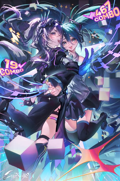 Hatsune Miku And Silver Wolf Vocaloid And 2 More Drawn By Shiinorri