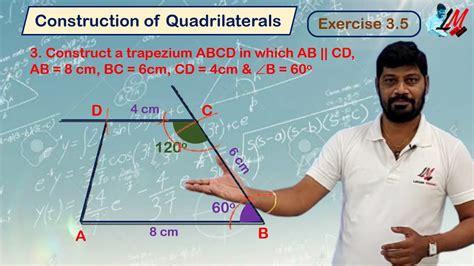 VIII Class Construction Of Quadrilaterals Exercise Problem LM YouTube