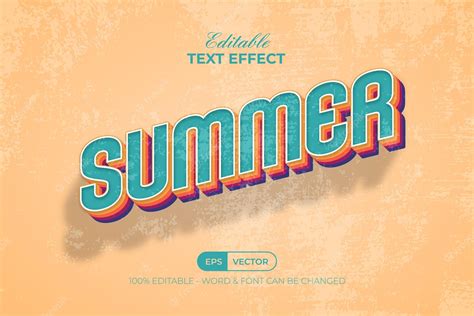 Premium Vector | Summer text effect vintage style editable text effect