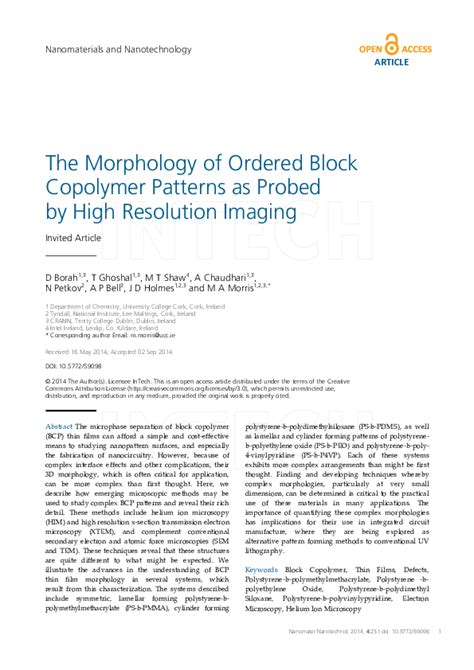Pdf The Morphology Of Ordered Block Copolymer Patterns As Probed By High Resolution Imaging