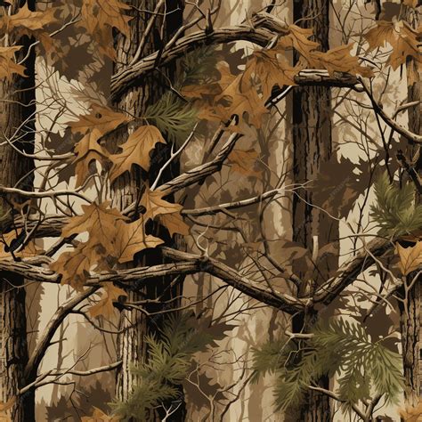 Premium Photo Realistic Tree Camouflage Seamless Pattern For Hunting