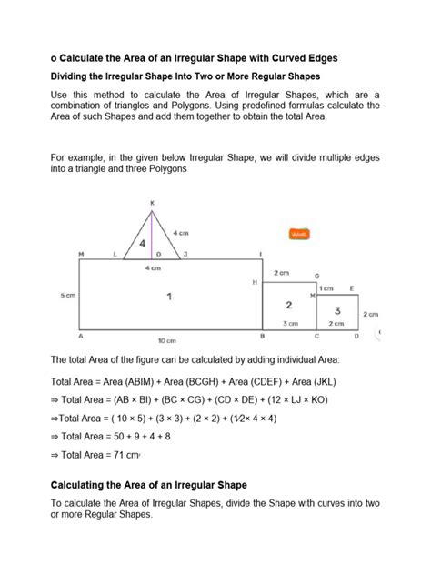 O Calculate The Area Of An Irregular Shape With Curved Edges Pdf