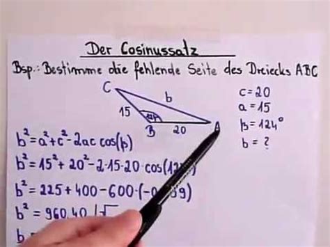 Kosinussatz Anwendungsaufgabe YouTube