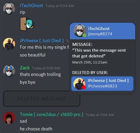 Show Deleted Messages For Moderators Discord