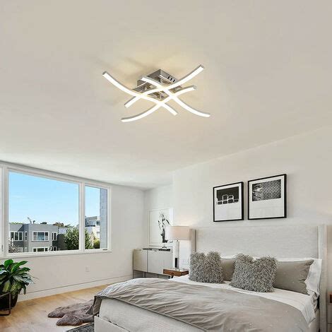 Plafonnier LED Design 4 LED Lustre Plafond Moderne Eclairage Salon 24