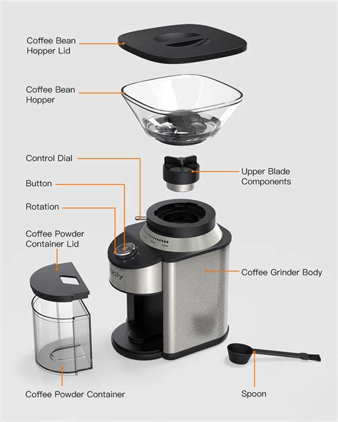 Conical Burr Coffee Grinder Stainless Steel Adjustable Burr Mill With