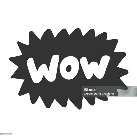 와우 만화 글자 벡터 손으로 그린 일러스트 스티커입니다 스티커 비디오 블로그 표지 소셜 미디어 메시지 선물 카트 티셔츠 인쇄 디자인으로 좋습니다 T 셔츠에 대한 스톡 벡터