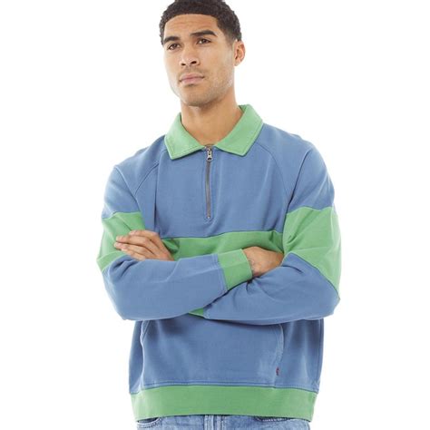 Buy Levis Mens 14 Zip Blocked Raglan Polo Block Peppermint