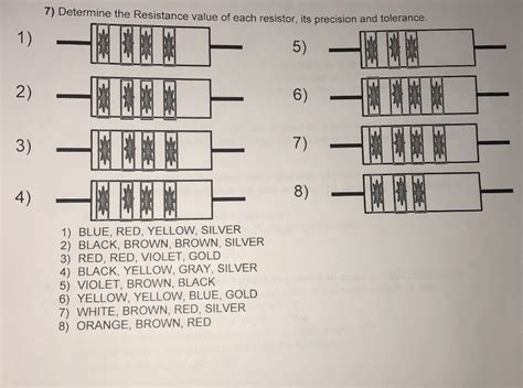 Solved 7 Determine The Resistance Value Of Each Resistor Chegg Com
