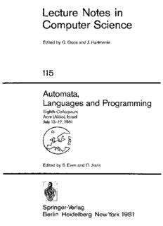Automata Languages And Programming Eighth Colloquium Acre Akko