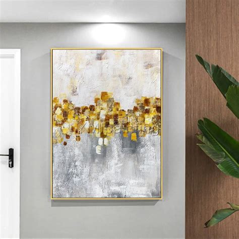 Gold Blatt Acryl abstrakte Gemälde auf Leinwand original Kunst Etsy