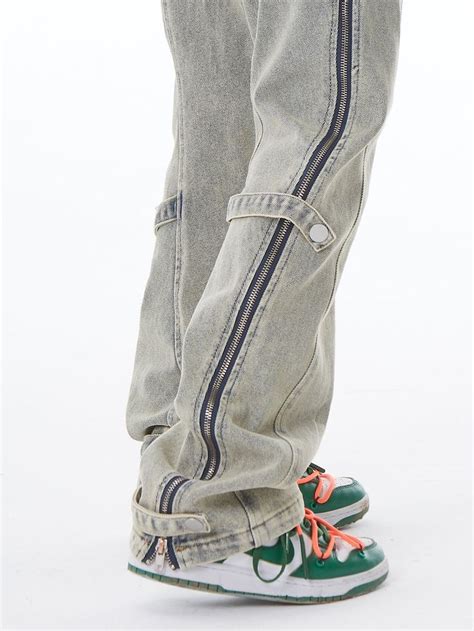 Blue Bottoms With Zipper Closure For Streetwear Denim Men Trendy