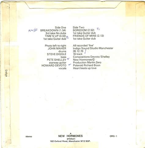 Buzzcocks Spiral Scratch Ep Fonts In Use