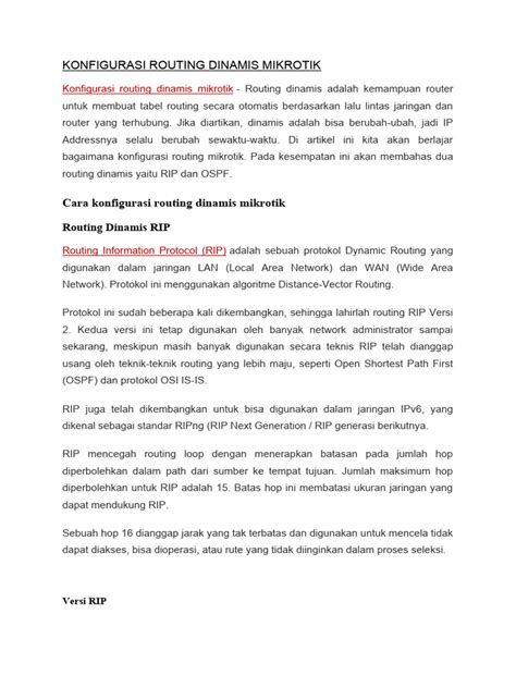Routing Dinamis Mikrotik Pdf Komputer
