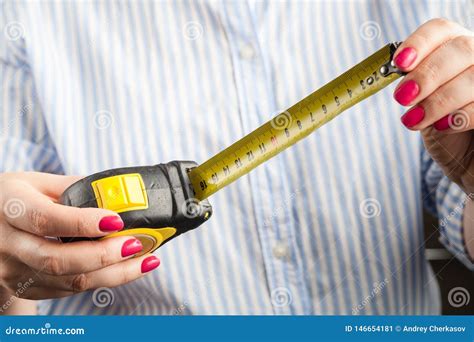 Penis Size Concept Woman With Measuring Tape Stock Image Image Of Curious Amazed