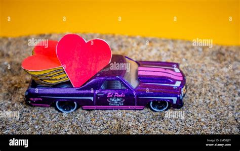 Minahasa Indonesia December 2022 Toy Cars Transporting Hearts Stock