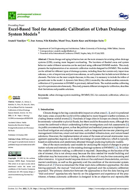 Pdf Excel Based Tool For Automatic Calibration Of Urban Drainage