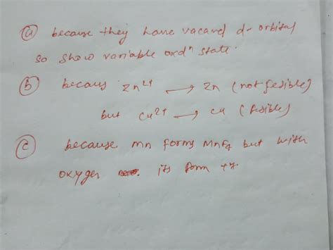 Give Reasons The Following Transition Metals Show Variable Oxidation