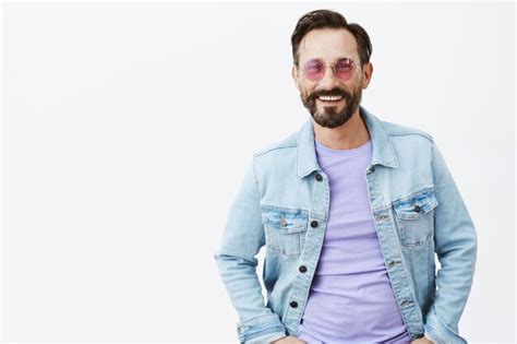Free Photo Handsome Stylish Bearded Mature Man Posing