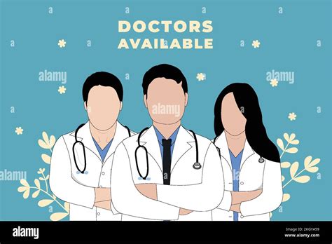Medical Doctor Line Art Male And Female Doctor Flat Design Doctor