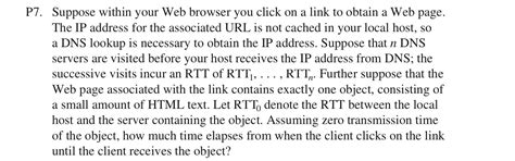 Solved Suppose Within Your Web Browser You Click On A Chegg
