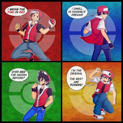 The Different Faces Of Red Pokemon Funny Pokemon Trainer Red