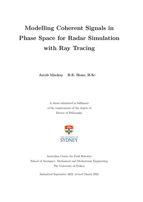 Pdf Modelling Coherent Signals In Phase Space For Radar Simulation With Ray Tracing