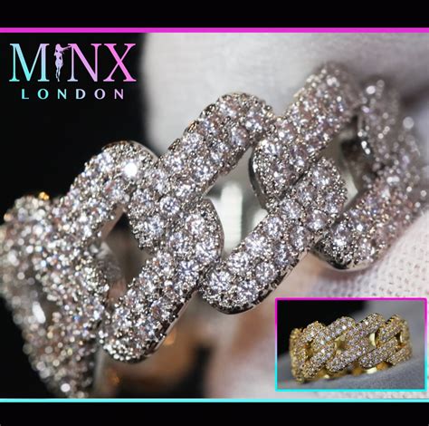 Iced Out Chain Ring Eternity Ring Mens Iced Out Ring Cuban Link