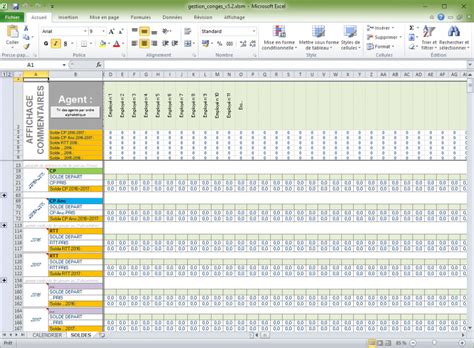 Faire rapidement un planning de congés avec Excel
