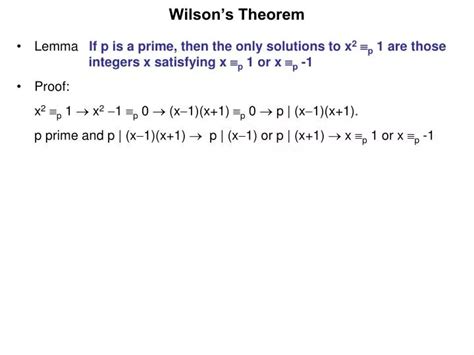 PPT Wilsons Theorem PowerPoint Presentation Free Download ID