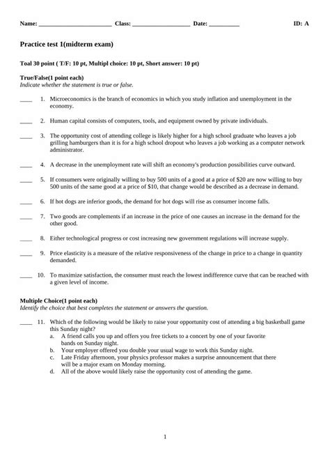 PDF Practice Test Midterm Exam Department Of Economics Opportunity Cost Of Attending