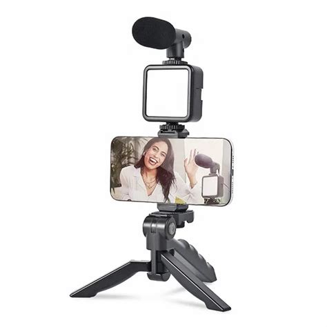 Video Recording Vlogging Kit For Video Making Mic Tripod Stand Led