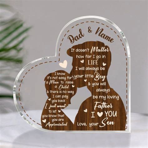 Christmas Ts From Son To Dad Personalized Dad Heart Acrylic Plaque