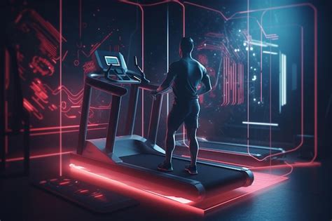 Premium Photo Fitness Gym And Treadmill Generative Ai