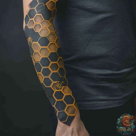 Honeycomb Tattoos 97 Designs Honeycomb Tattoo Geometric Tattoo Sleeve Designs Hexagon Tattoo