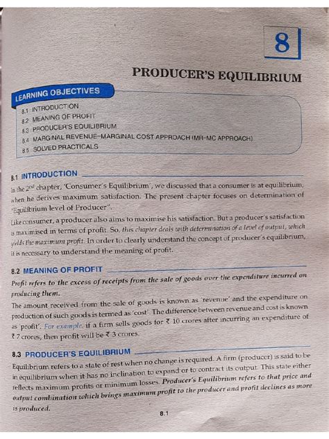 Producers Equilibrium Xi Class Pdf