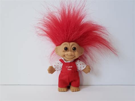 Vintage Russ Troll Doll Red Hair 5 Trolls Anniversary T