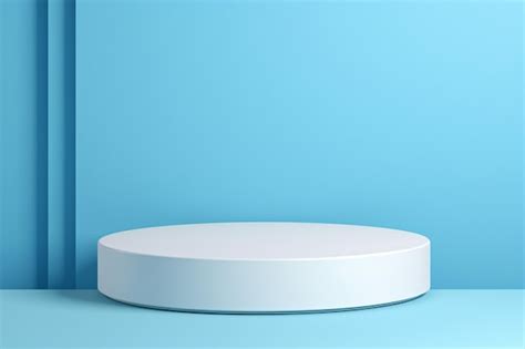 A White Round Platform On A Blue Surface Premium AI Generated Image