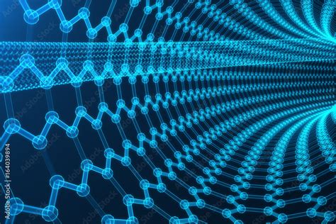 3d Rendering Abstract Nanotechnology Hexagonal Geometric Form Close Up Concept Graphene Atomic