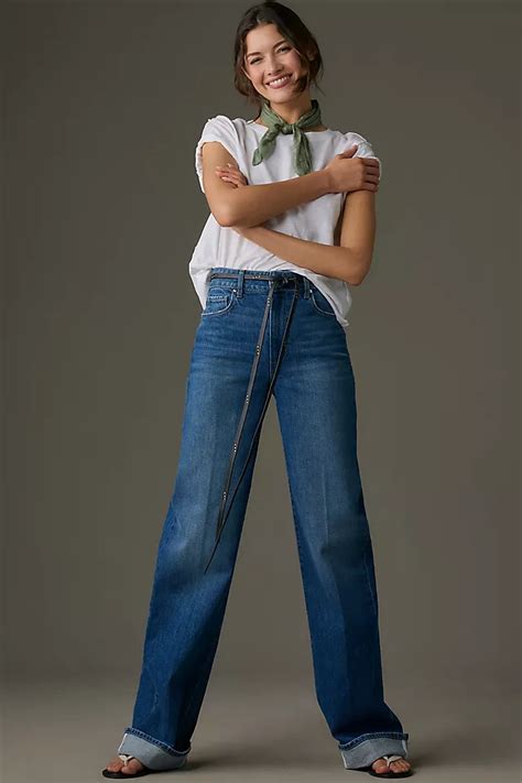 Paige Sasha Cuffed High Rise Wide Leg Jeans Anthropologie