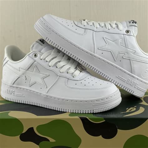 Classic Air Force Bape Pure White Sneakers