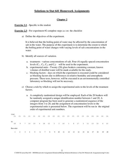 Solutions For Assignment Design And Analysis Of Experiments Stat