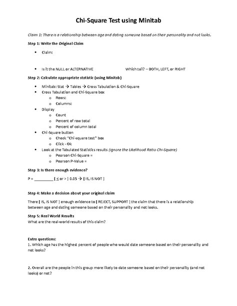 Chi Square Analysis Using Minitab Age Dating And Church Attendance