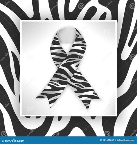 Symbol Of Rare Disease Day Zebra Stripe Color Ribbon Isolated On White
