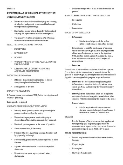Cdi3 Module 12 Download Free Pdf Crime Scene Witness