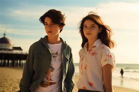 Premium Photo Young Models Boy And A Girl At The Beach