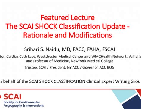 Featured Lecture The Scai Shock Classification Update Rationale And