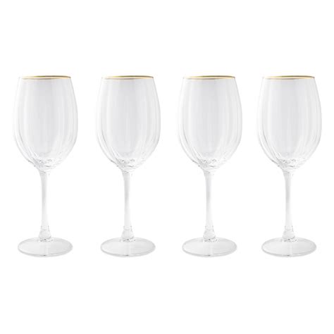 Core Home Gold Rimmed Stemmed Wine Glasses 16 Oz Set Of 4