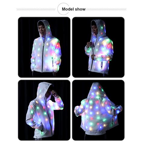 Glowing Jacket Womens Mens Hoodies Coat With Led Luminous For Party Bar