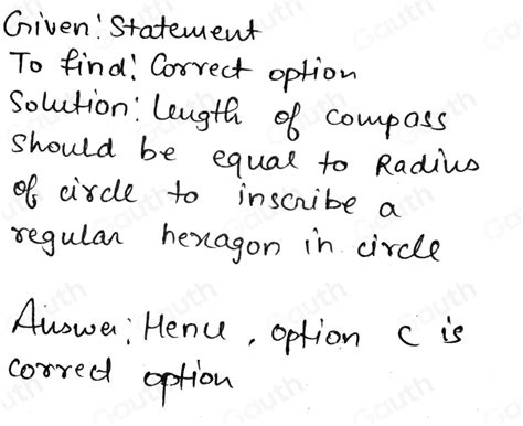 Solved Which Length Should You Set Your Compass To Inscribe A